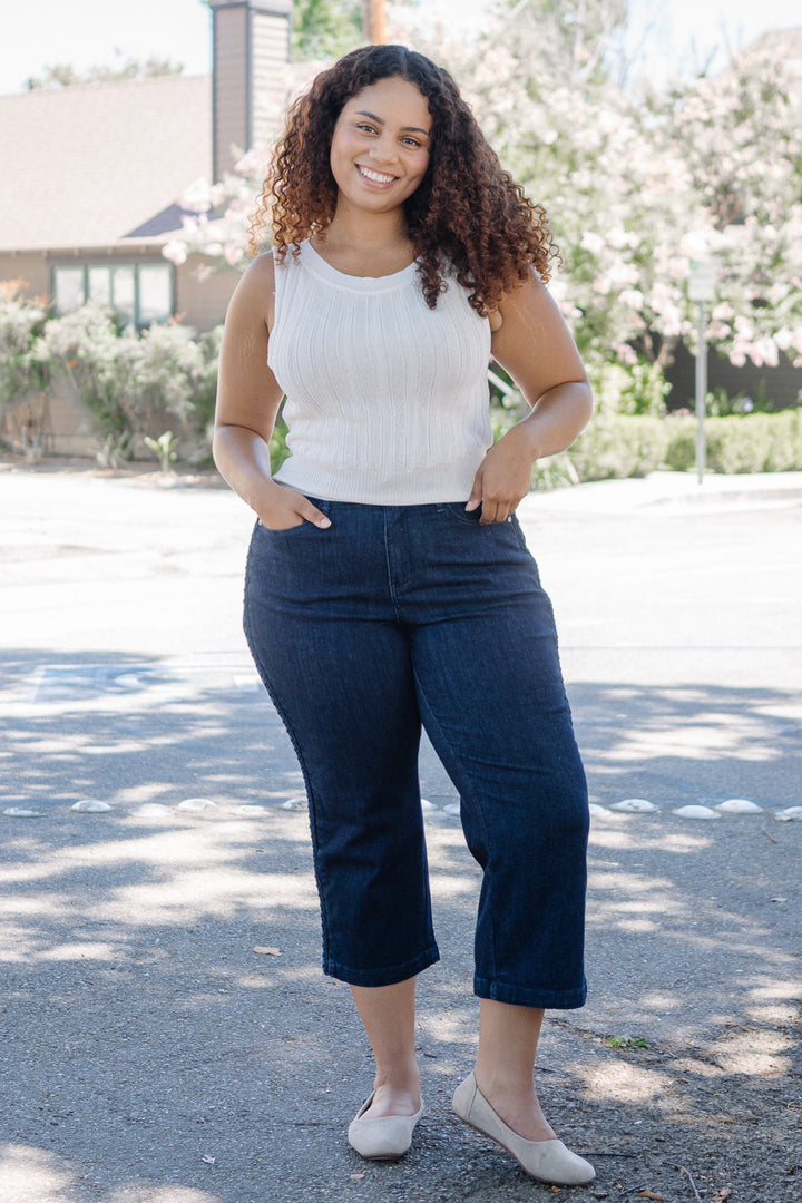 Diana High Rise Side Seam Braid Cropped Wide Leg Jeans - PLUS – Judy Blue