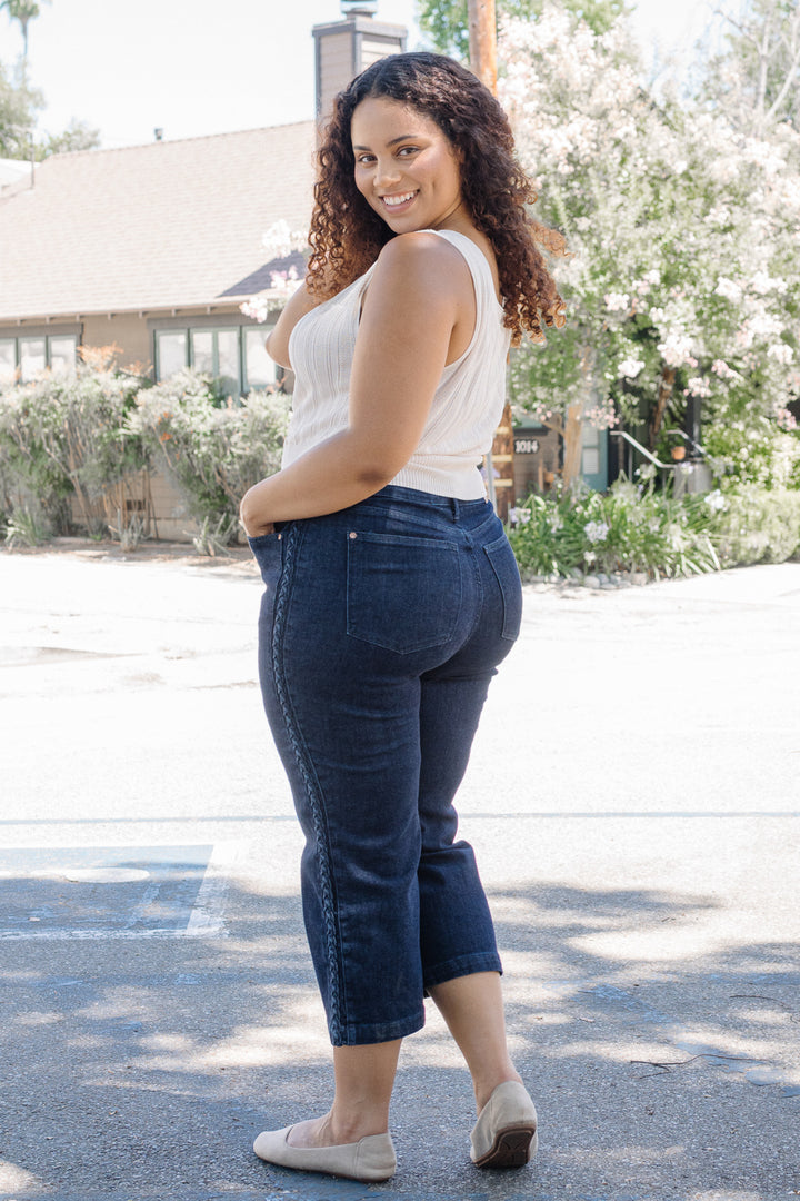 Diana High Rise Side Seam Braid Cropped Wide Leg Jeans - PLUS – Judy Blue