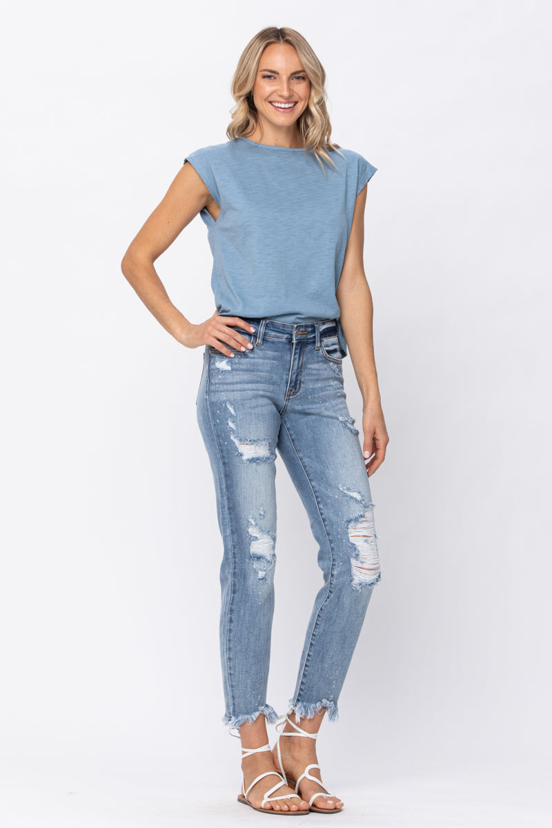 Alexis Light Bleach Splash Boyfriend Jeans – Judy Blue