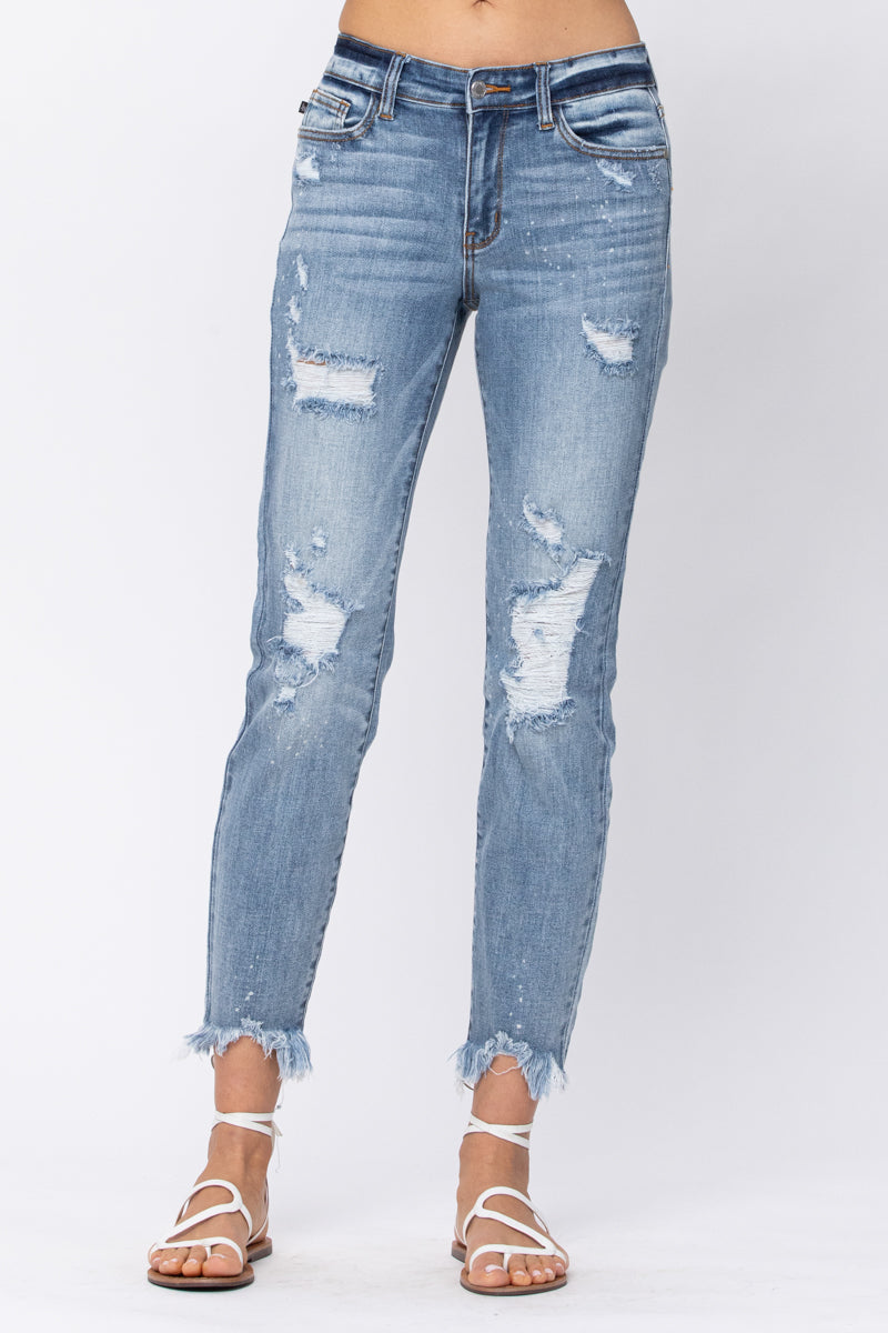 Alexis Light Bleach Splash Boyfriend Jeans – Judy Blue